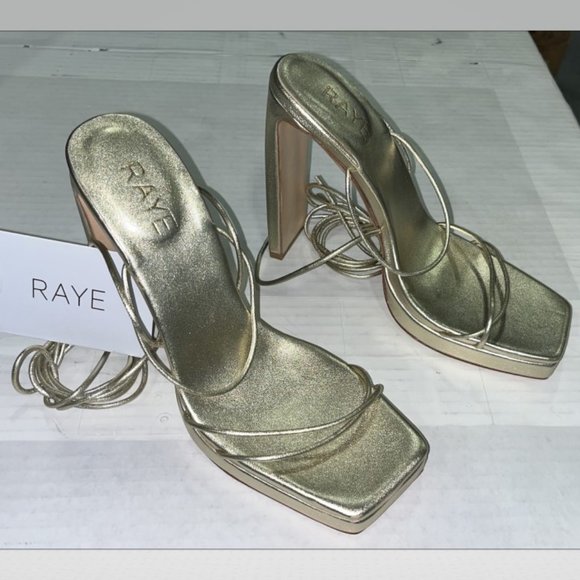 RAYE | Shoes | Raye Laser Heel In Metallic Gold New Without Tag | Poshmark